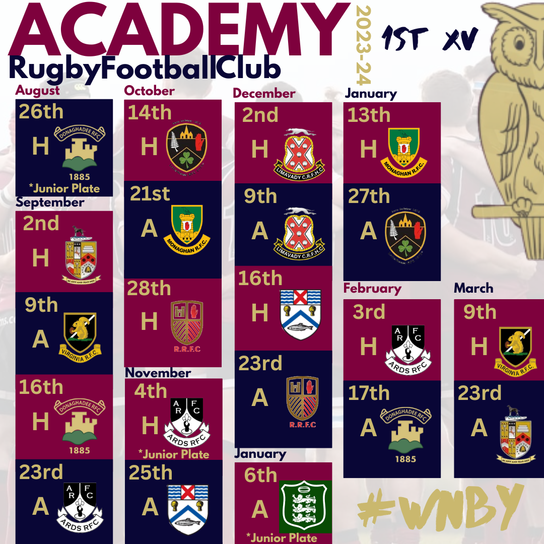 🦉1st XV Fixtures 2023-24🦉 – Academy Rugby Football Club